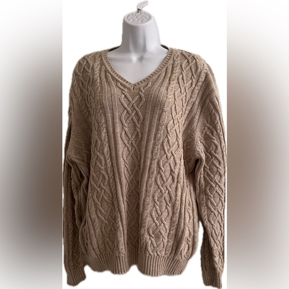 Aran Mor | Sweaters | Aran Morladies Xl Vneck Irish Cable Knit Sweater ...